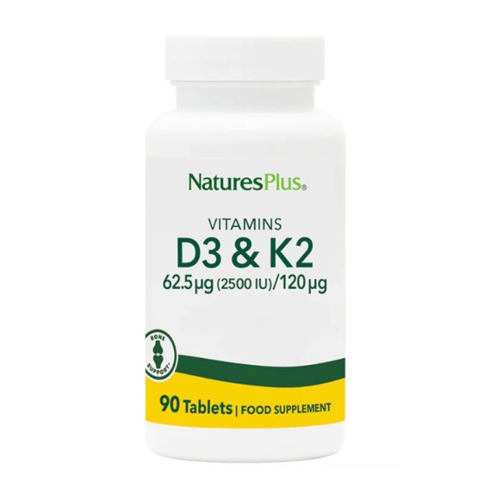 NaturesPlus Vitamins D3 & K2 2500iu 90 tabs